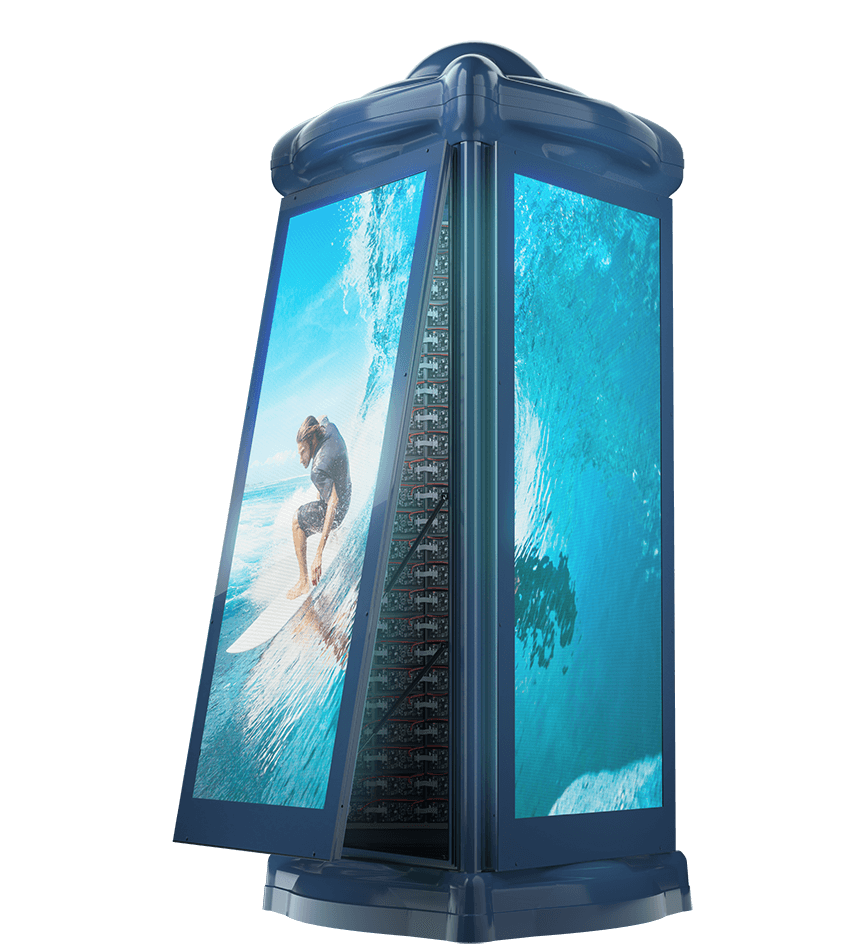 Three-sided Digital Pylons - TRYO - Digital Signage & Digital Advertising